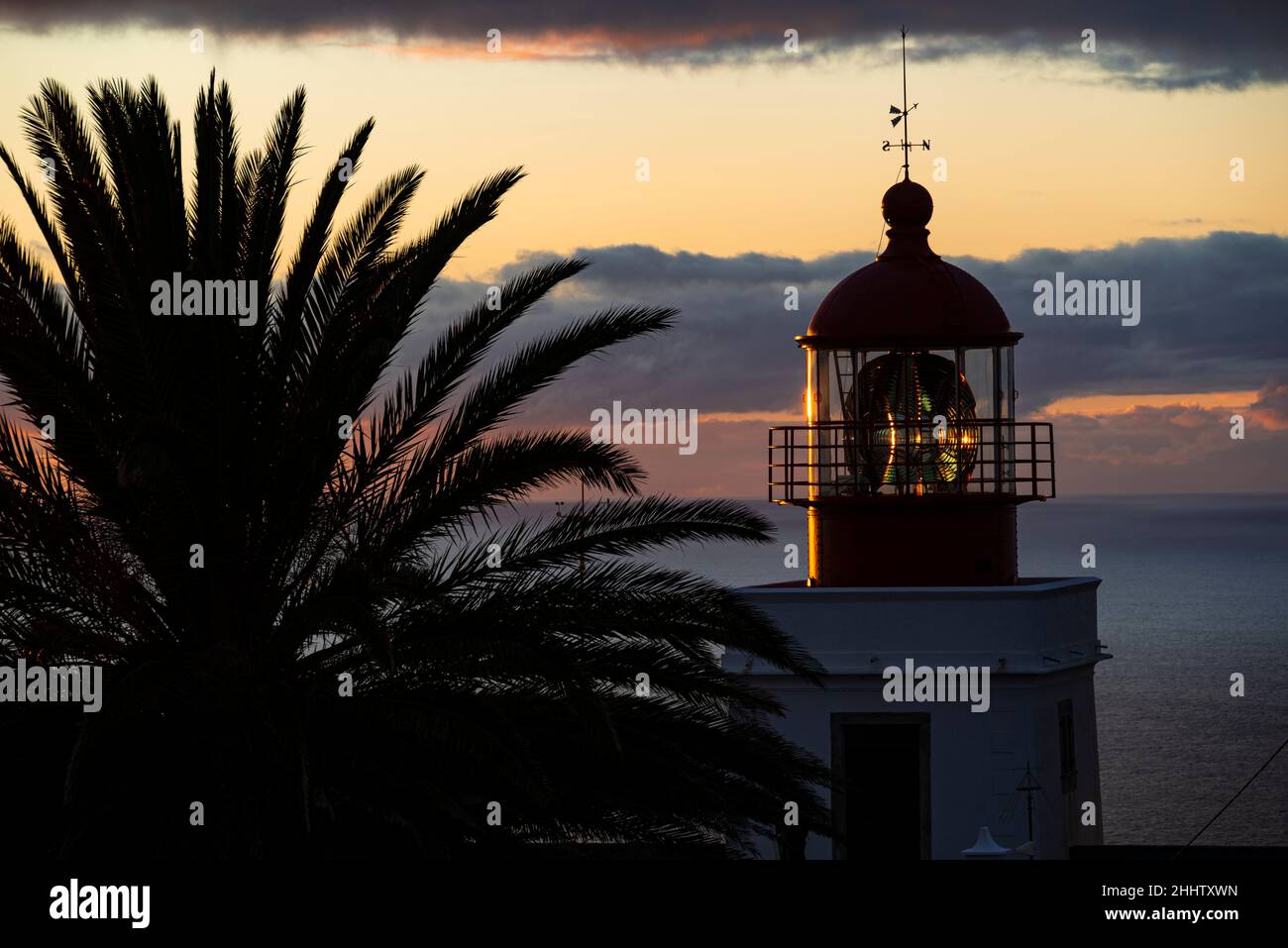 The iconic lighthouse of Ponta do Pargo, Madeira, during a very ...