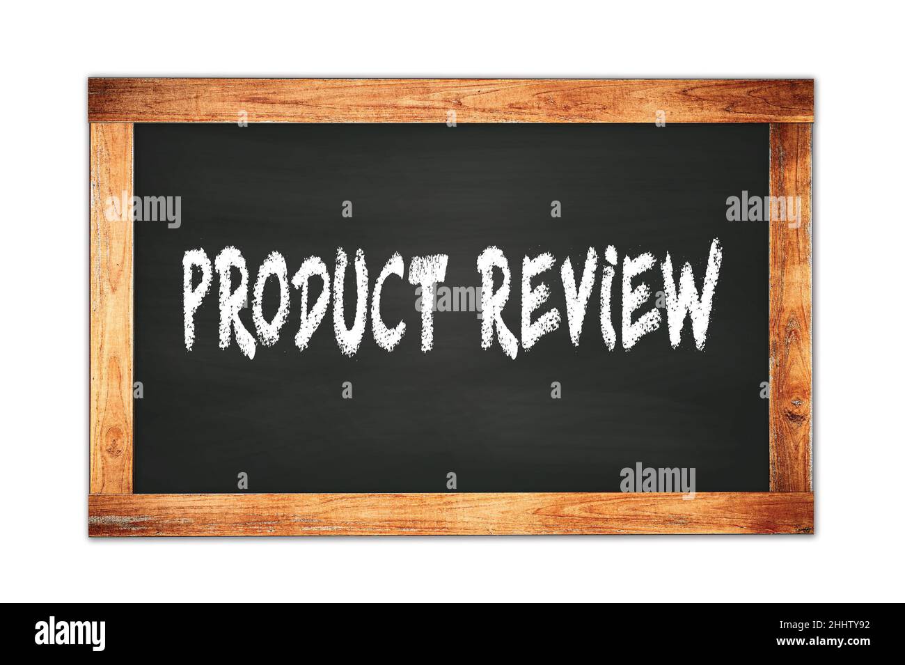 PRODUCT REVIEW text written on black wooden frame school blackboard ...