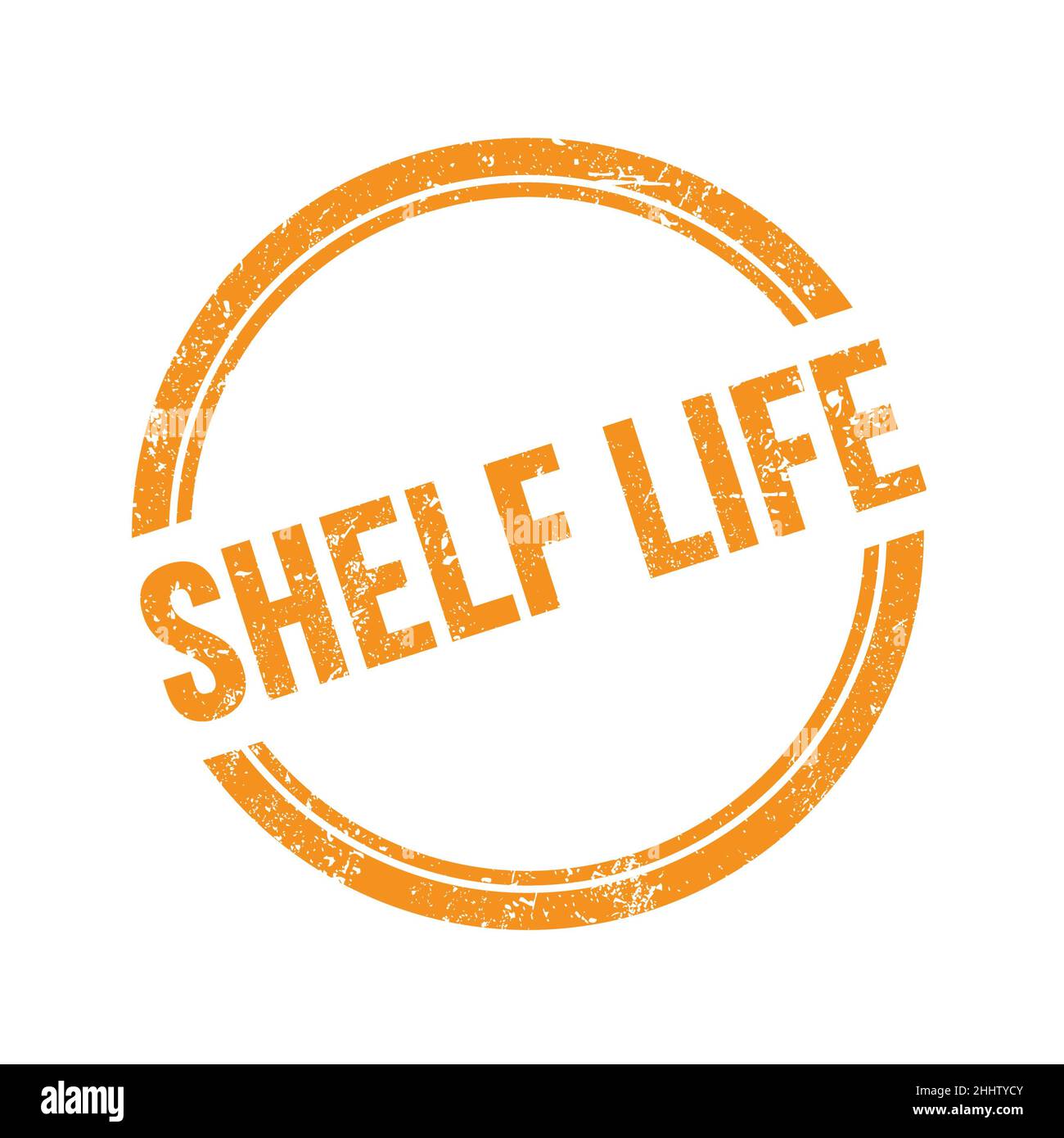 SHELF LIFE text written on orange grungy vintage round stamp Stock ...