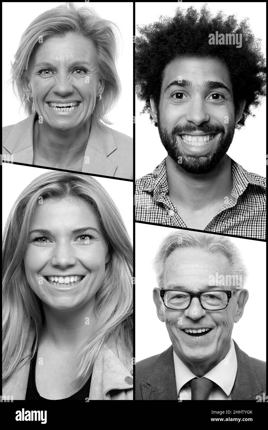 Group of people in a collage Stock Photo - Alamy
