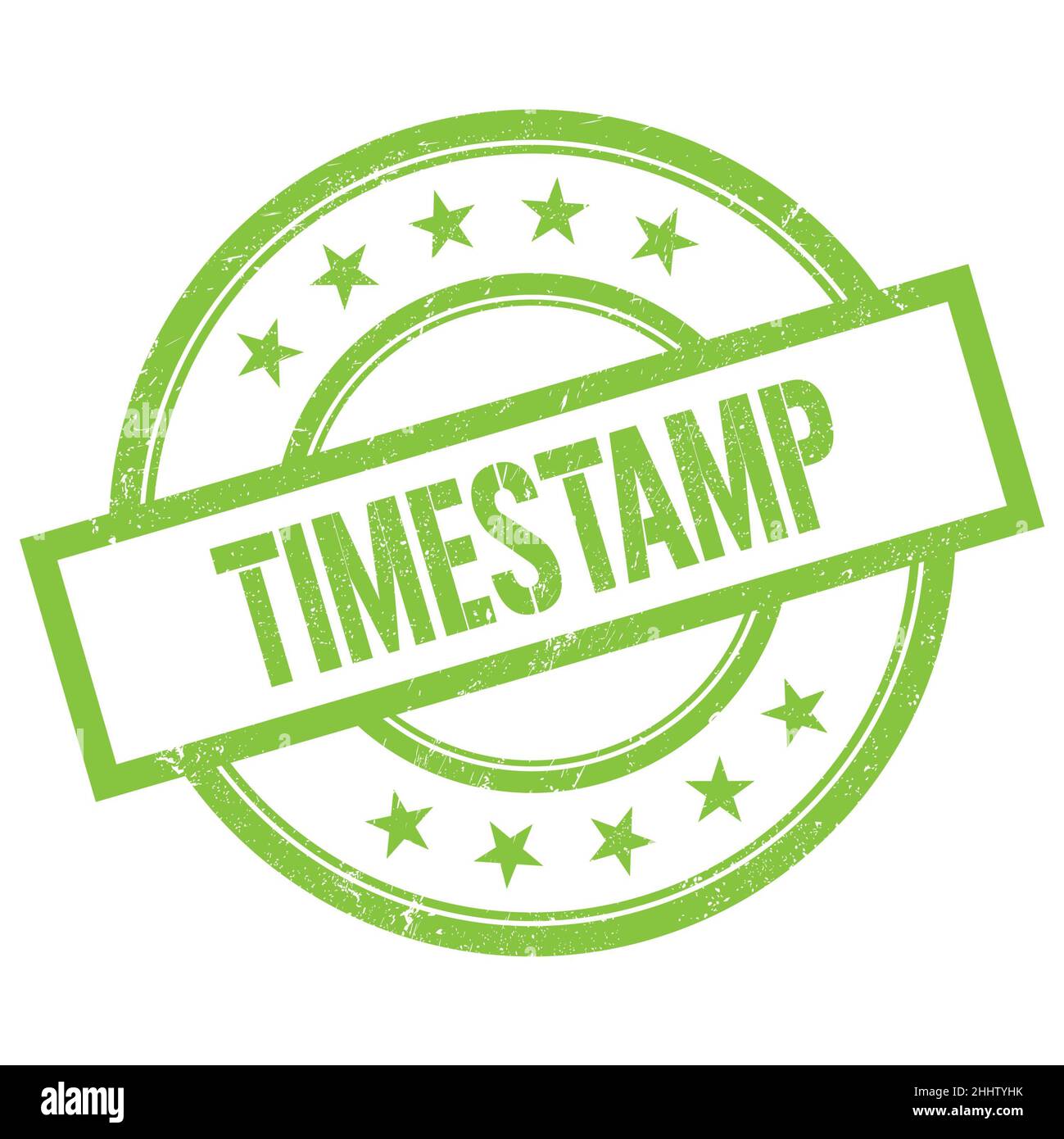 TIMESTAMP text written on green round vintage rubber stamp Stock Photo ...