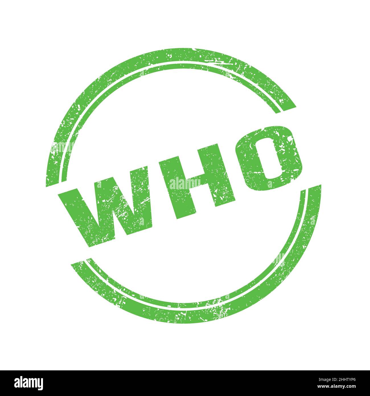WHO text written on green grungy vintage round stamp Stock Photo - Alamy