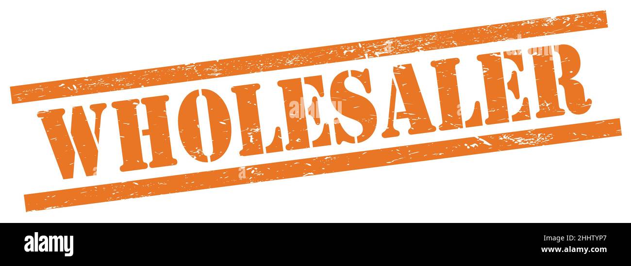 WHOLESALER text on orange grungy rectangle vintage stamp Stock Photo ...