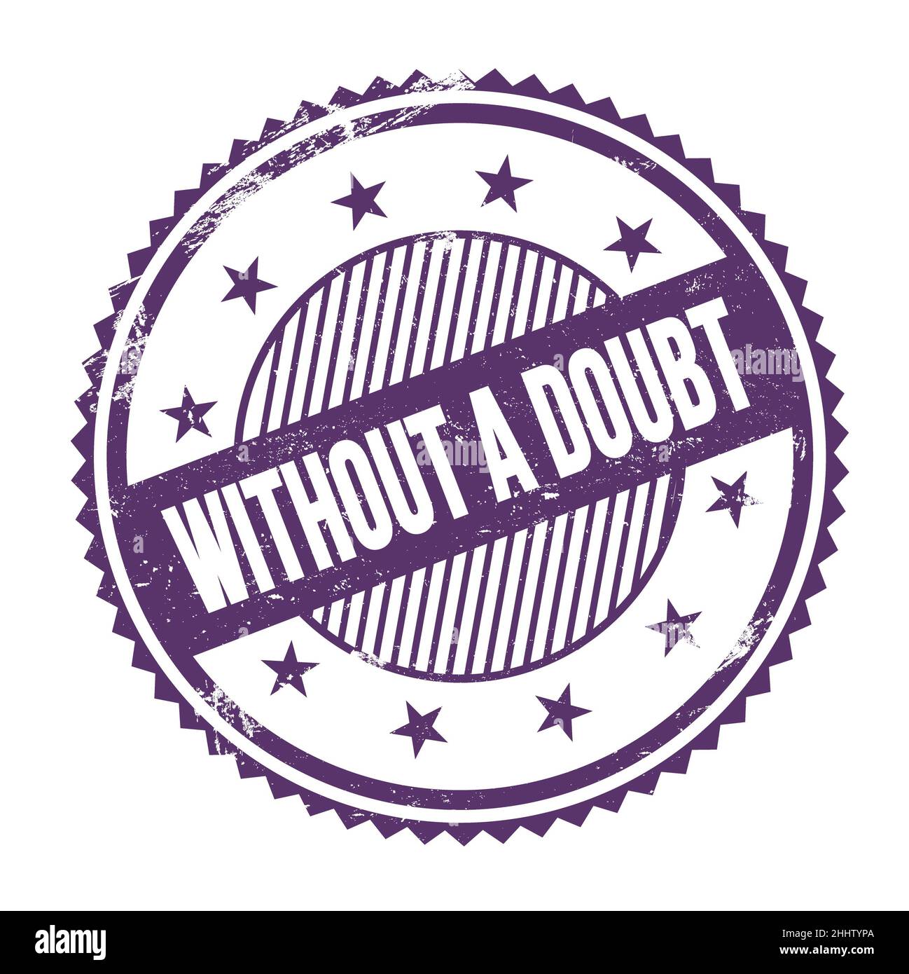 WITHOUT A DOUBT text written on purple indigo grungy zig zag borders ...
