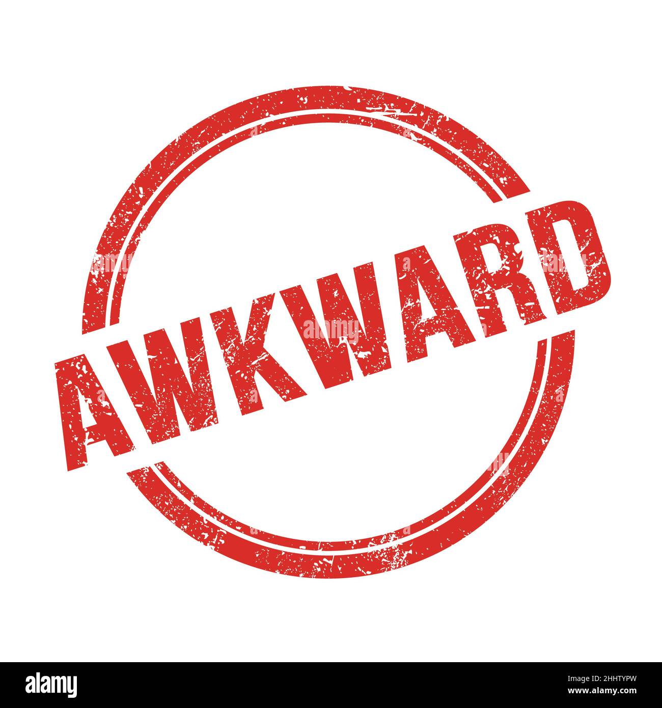 AWKWARD text written on red grungy vintage round stamp Stock Photo - Alamy