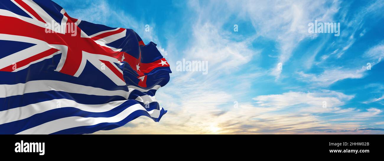 flag of Murray River Upper , Australia at cloudy sky background on ...