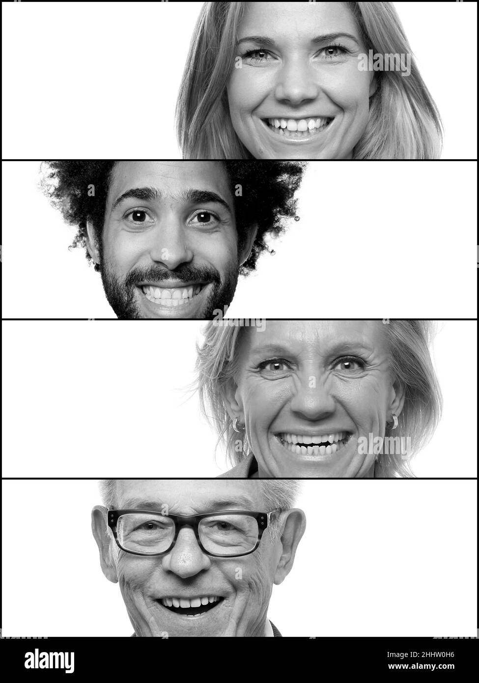 Group of people in a collage Stock Photo - Alamy