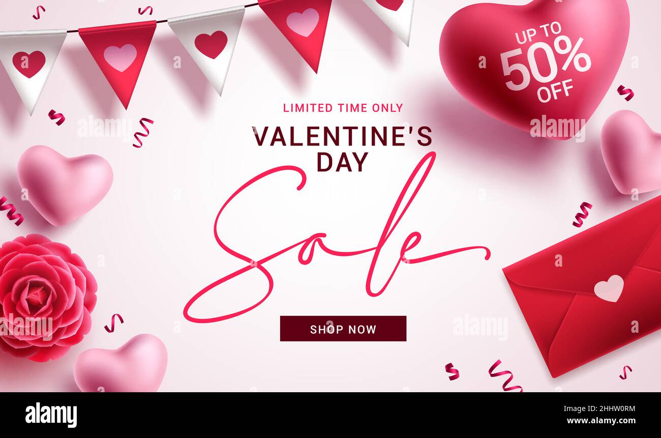 Valentine's sale vector banner design. Valentine's day limited time ...