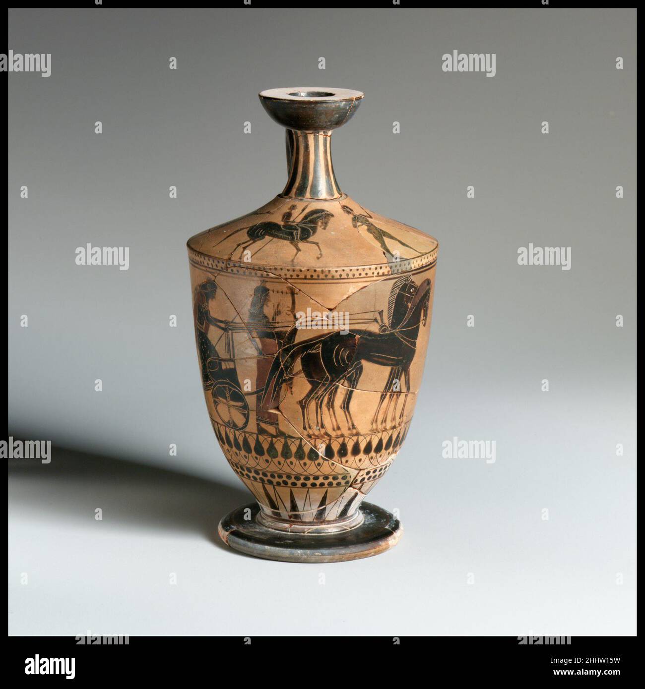 Terracotta lekythos (oil flask) ca. 520 B.C. Attributed to the Painter ...