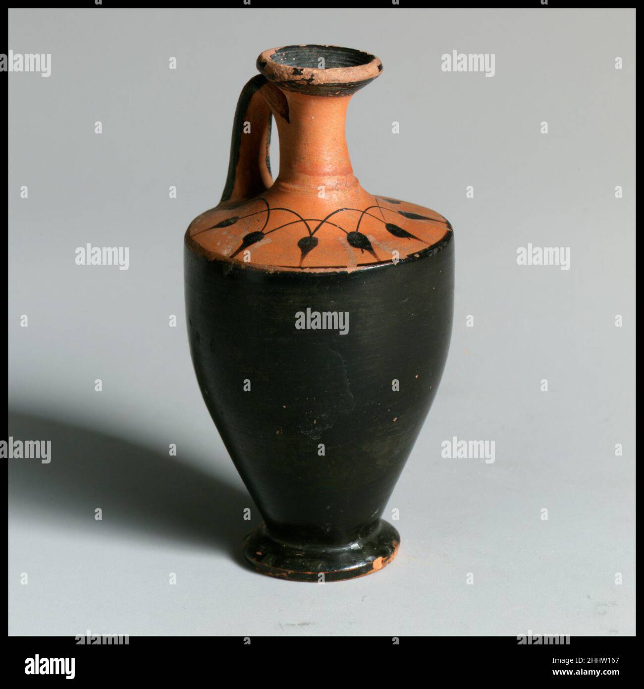 Terracotta lekythos (oil flask) ca. 500 B.C. Greek, Attic Oil served in ...