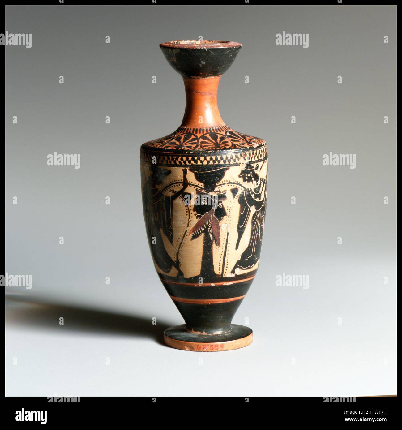 Terracotta lekythos (oil flask) early 5th century B.C. Attributed to ...