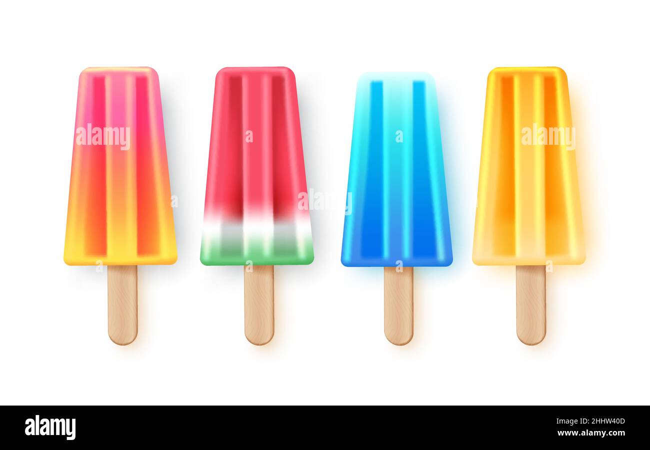 Popsicles element vector set design. 3d popsicle desserts with sweet ...