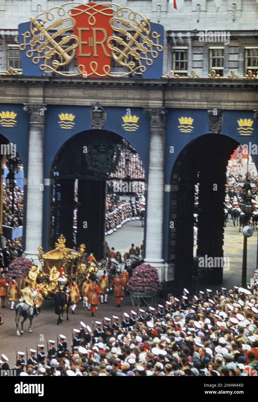 Queen Elizabeth Coronation II, the coach at Admiralty Arch, London, 2nd ...