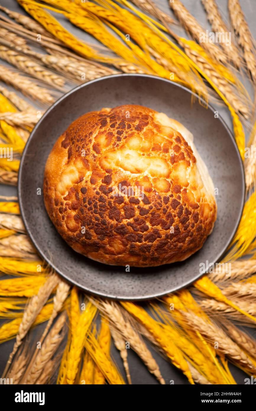 Fresh baked Tiger Bread roll also known as Dutch Crunch Stock Photo - Alamy