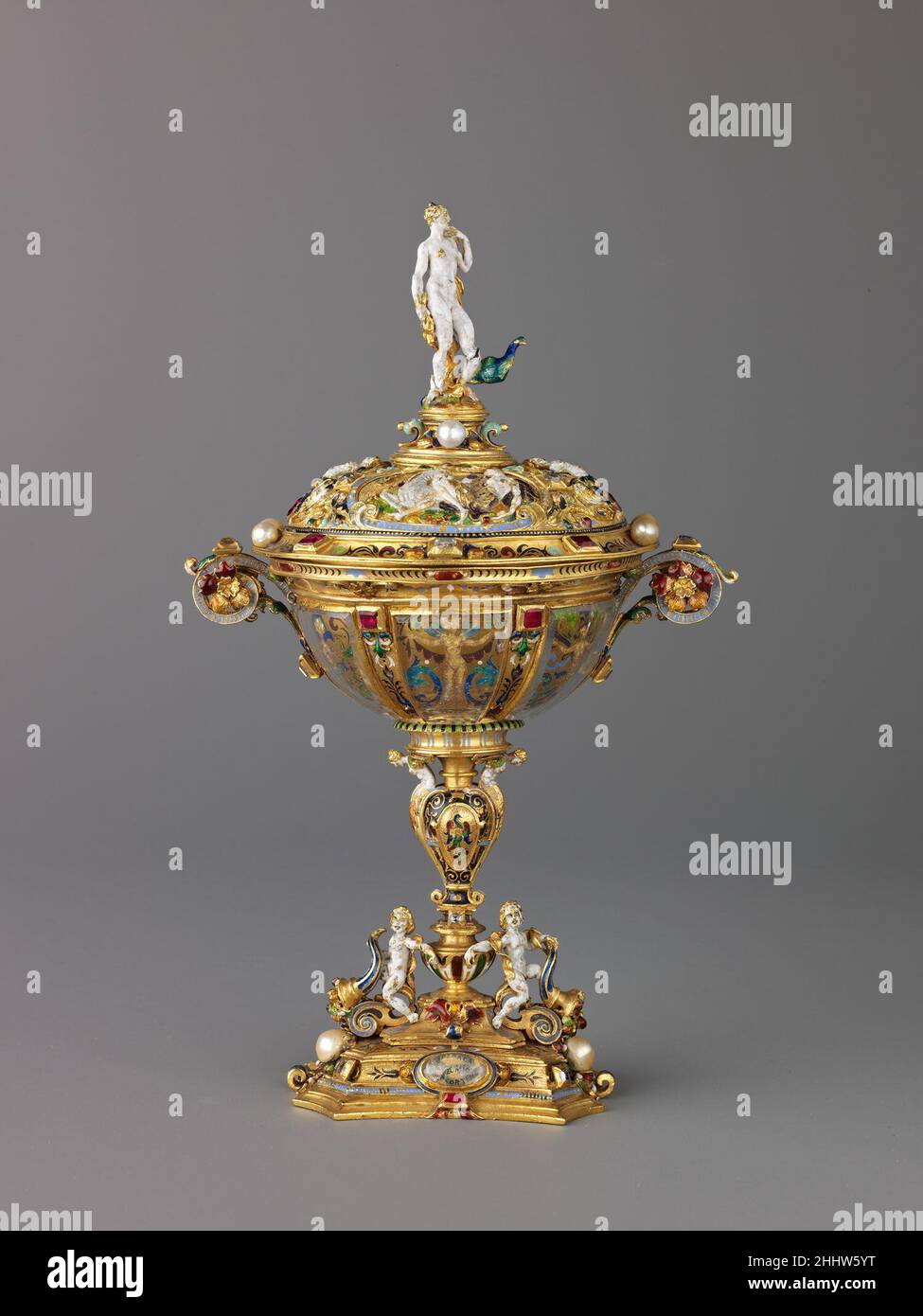 Cup and Cover with Hercules and the Nemean Lion, Prudence, and Juno ...