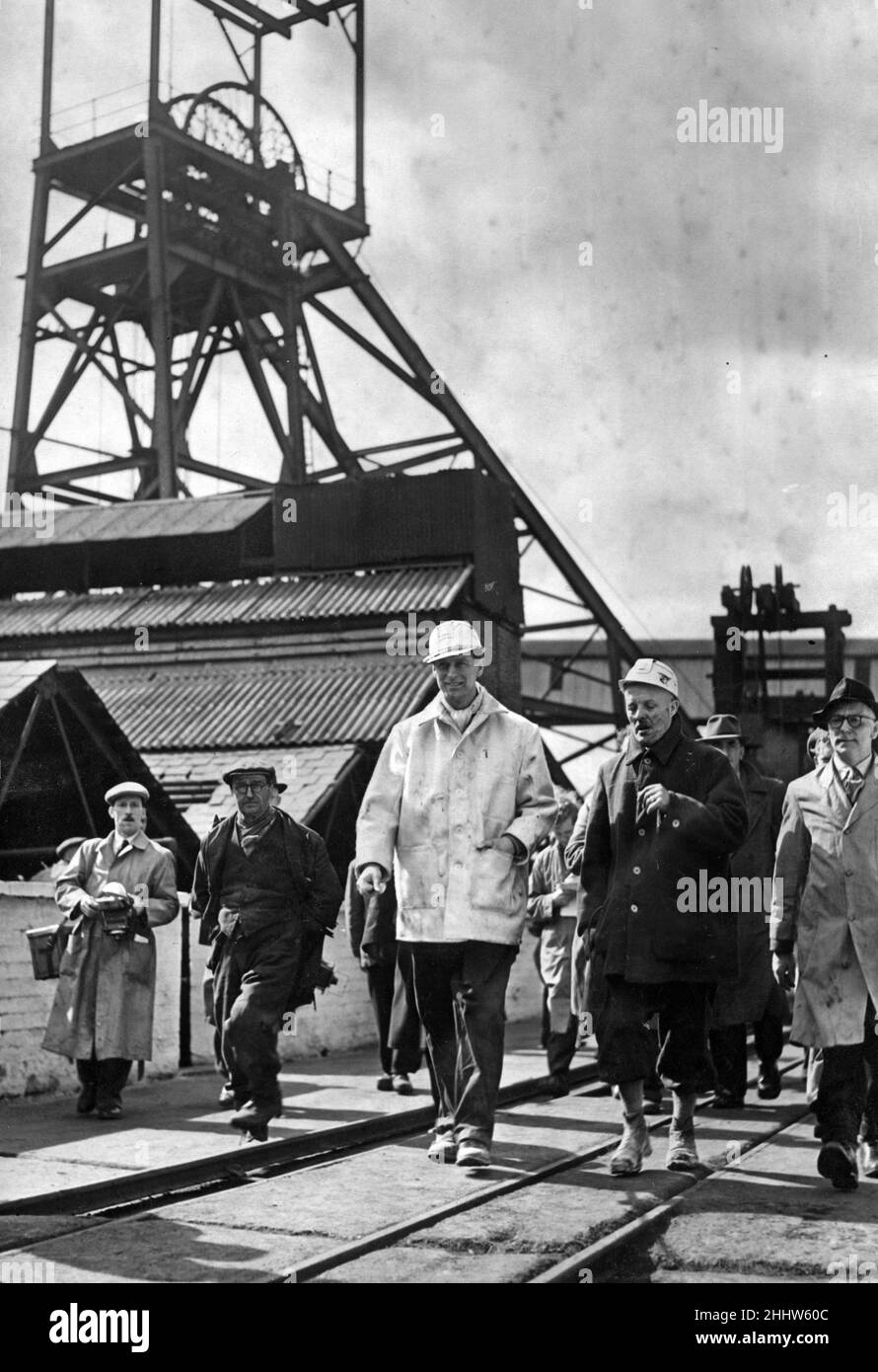Prince Philip, Duke of Edinburgh visits the Mosley Common Colliery ...