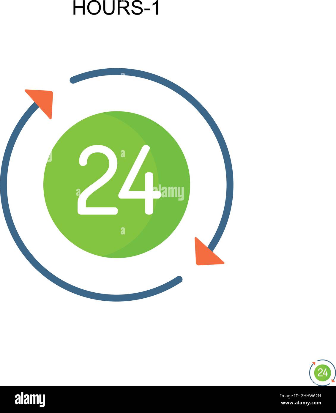 Hours-1 Simple vector icon.Perfect color modern pictogram on editable ...