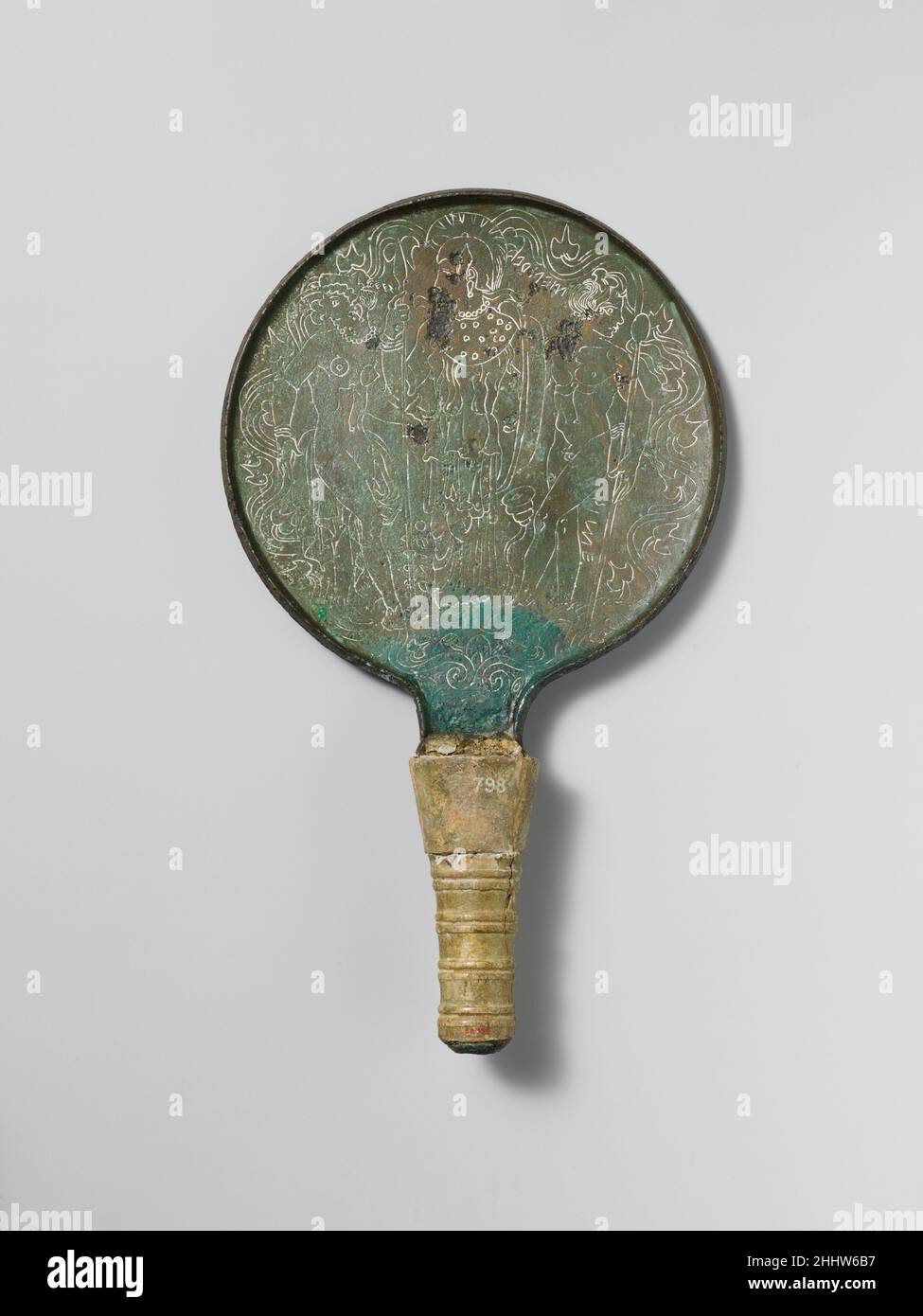 Bronze mirror with ivory handle late 4th century B.C. Etruscan Minerva ...