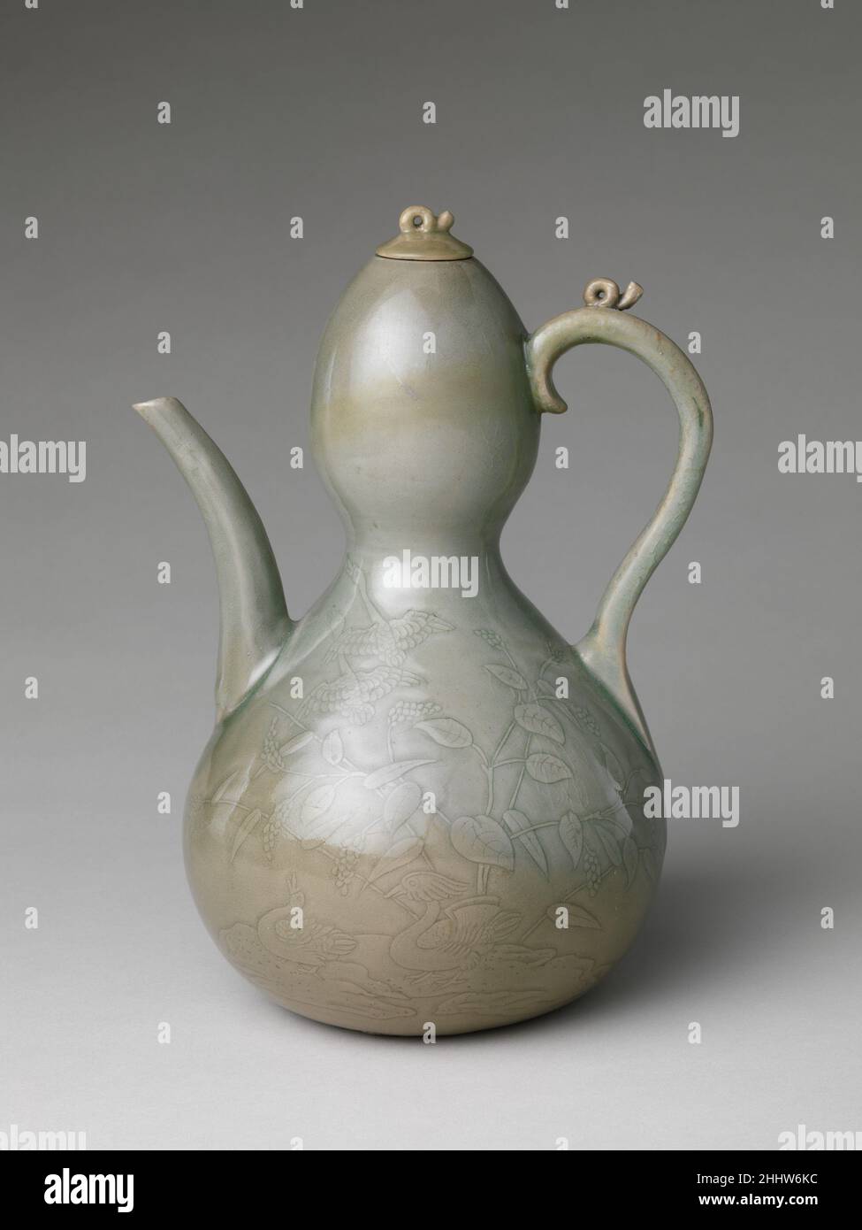Gourd-shaped ewer decorated with waterfowl and reeds early 12th century ...