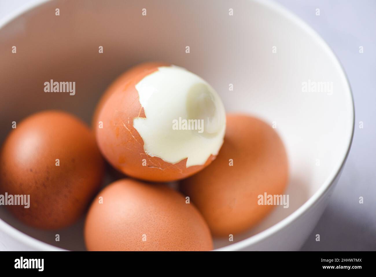 Eggs breakfast, fresh peeled eggs menu food boiled eggs in a bowl, egg cooking healthy eating ...