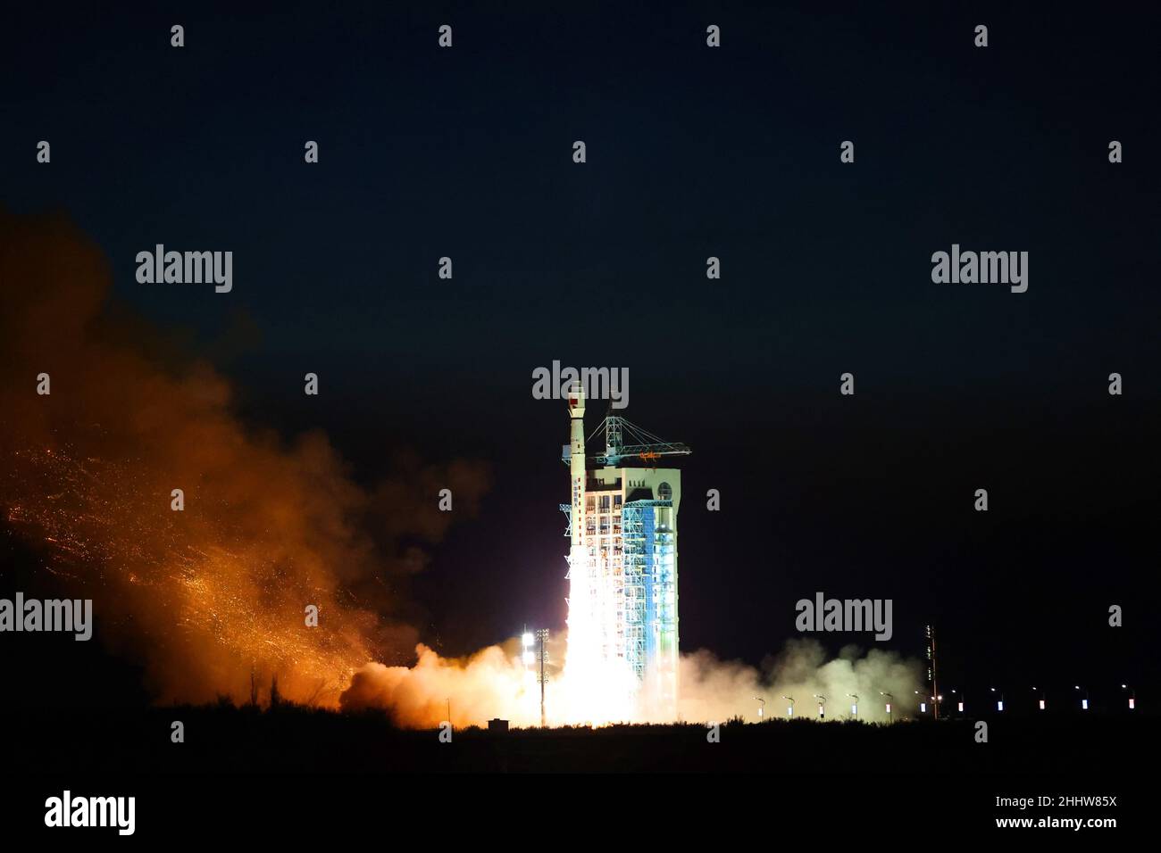 JIUQUAN, CHINA - JANUARY 26, 2022 - A Long March-4C carrier rocket ...