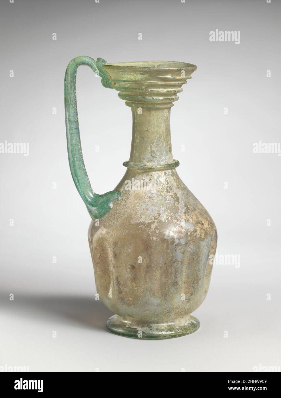Glass jug 4th–5th century A.D. Roman Translucent pale blue green ...