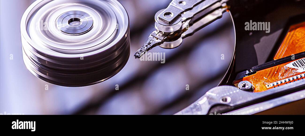 Hard disk detail, banner image with copy space Stock Photo - Alamy