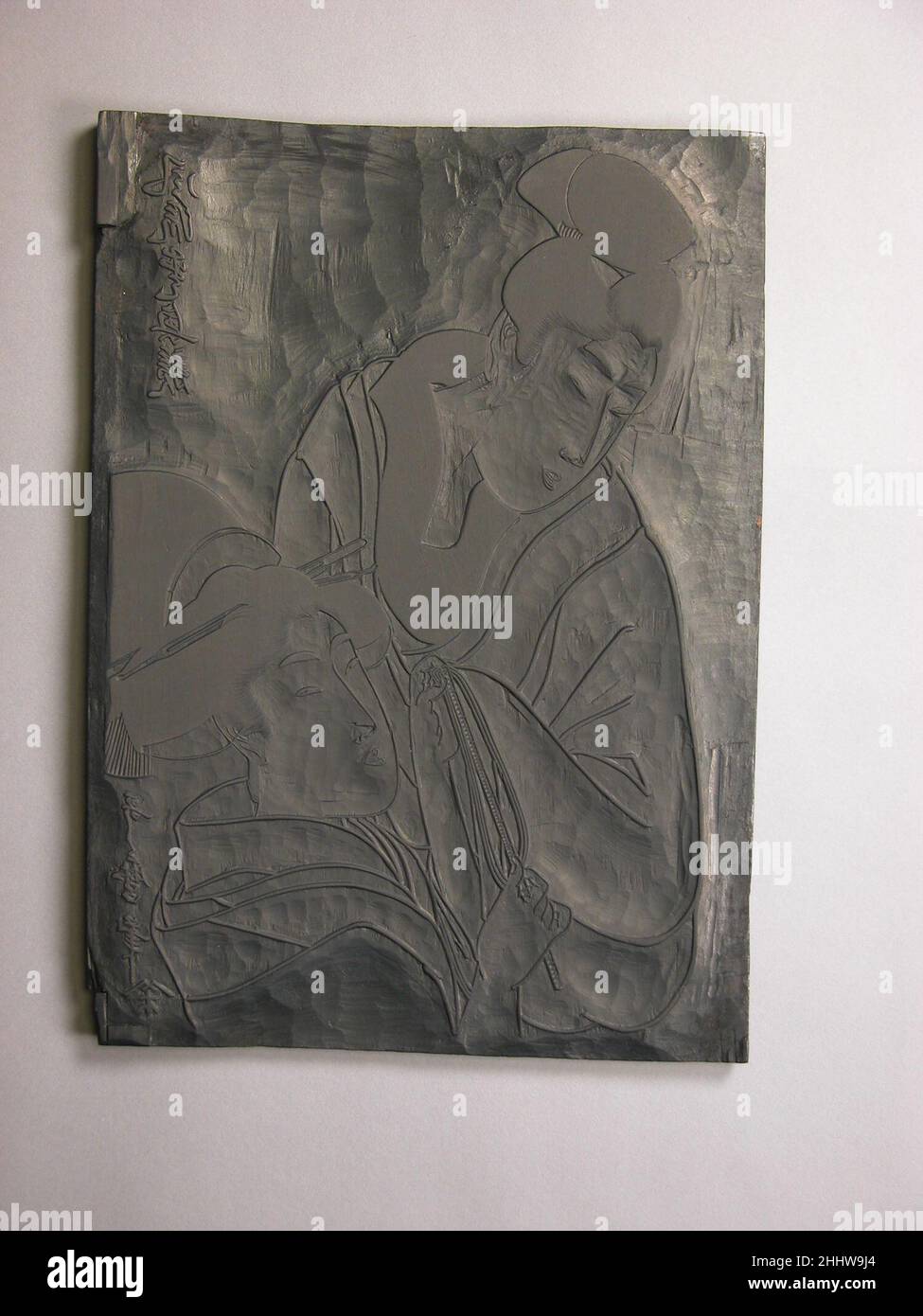 Printer's woodblock for a Kitagawa Utamaro print (recut?) early 19th ...