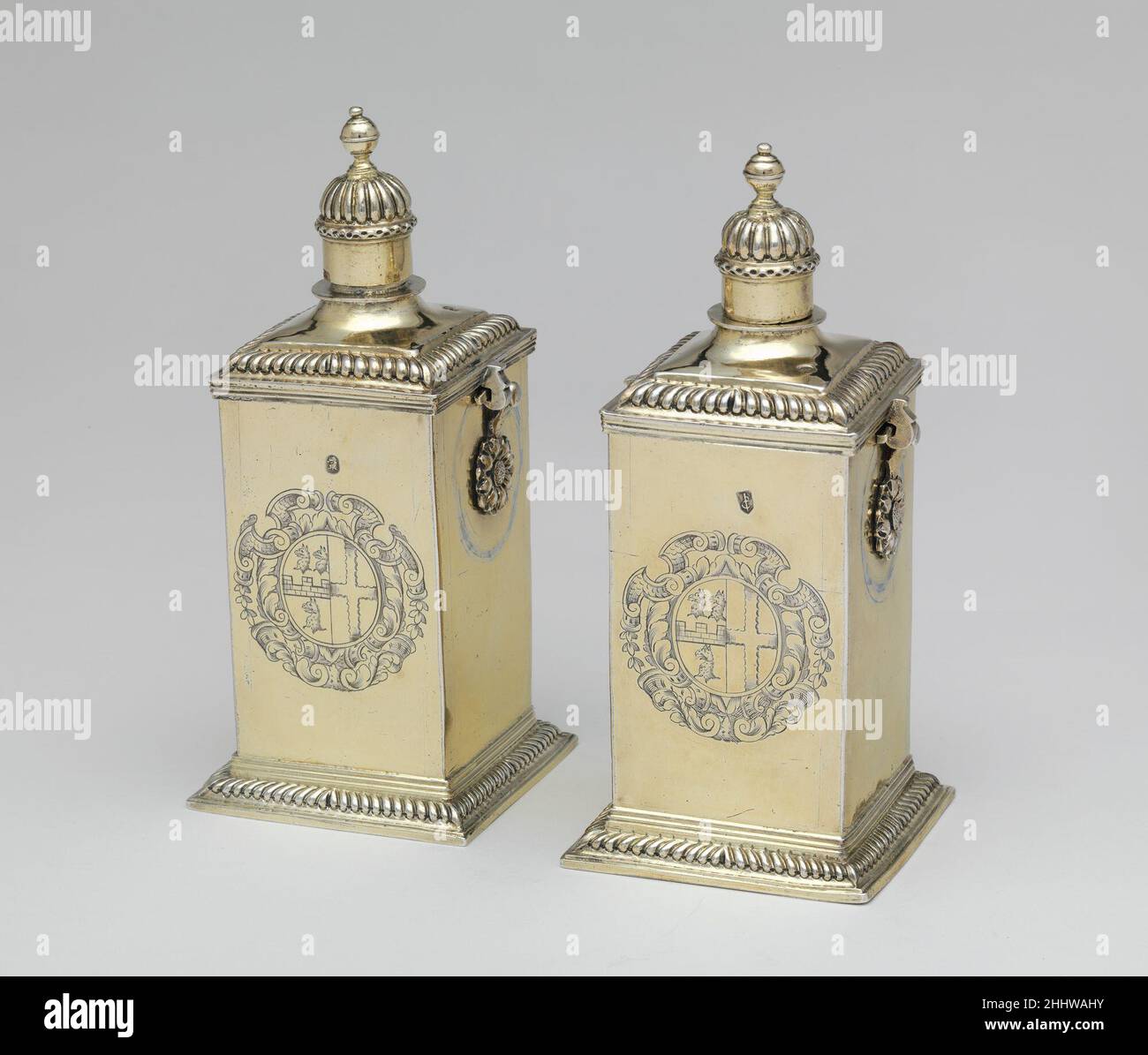 Pair of perfume bottles 1700/1 John Bodington British The engraved arms ...