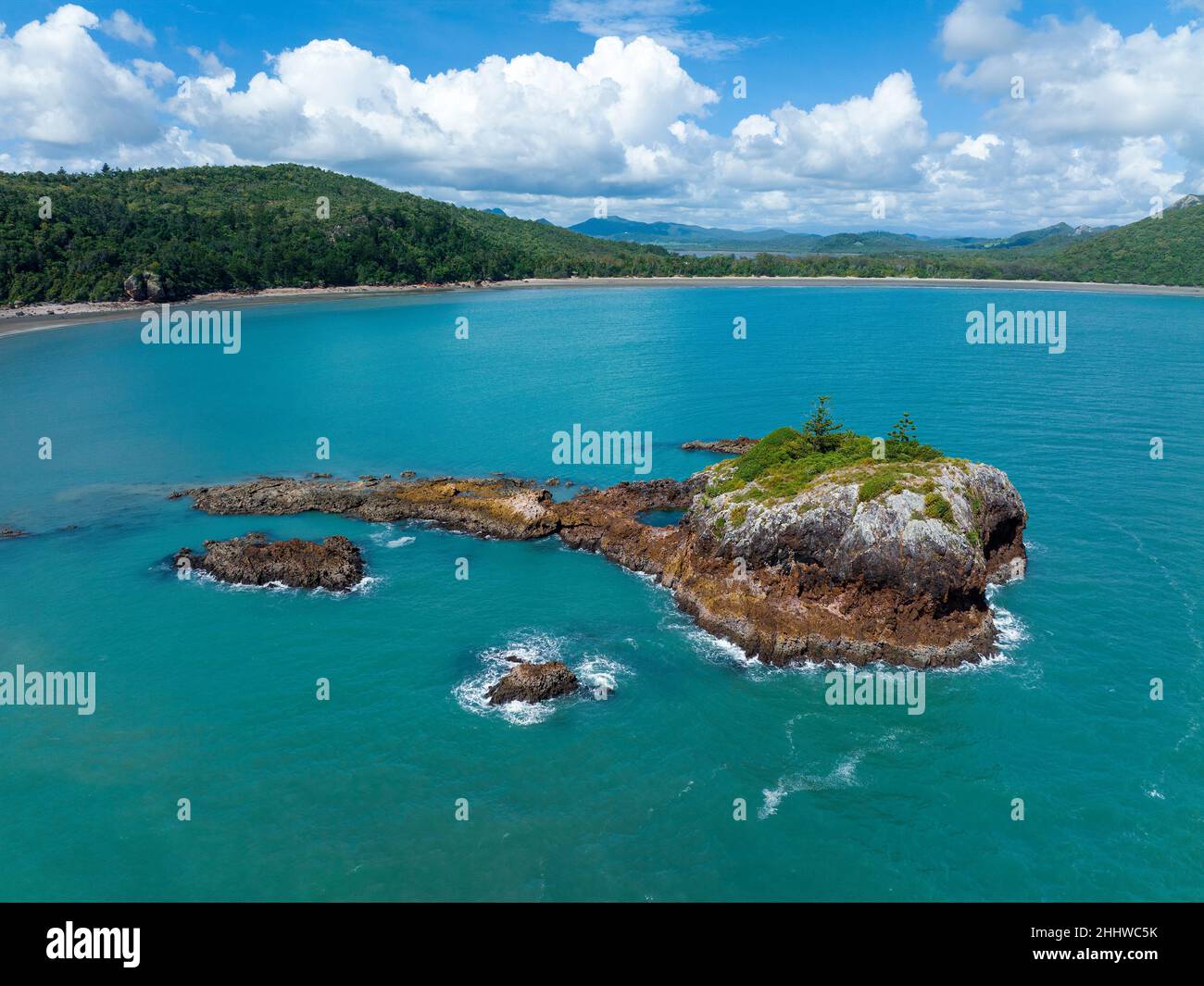 Wedge Island off the coast of Cape Hillsborough Australia rocky outcrop ...