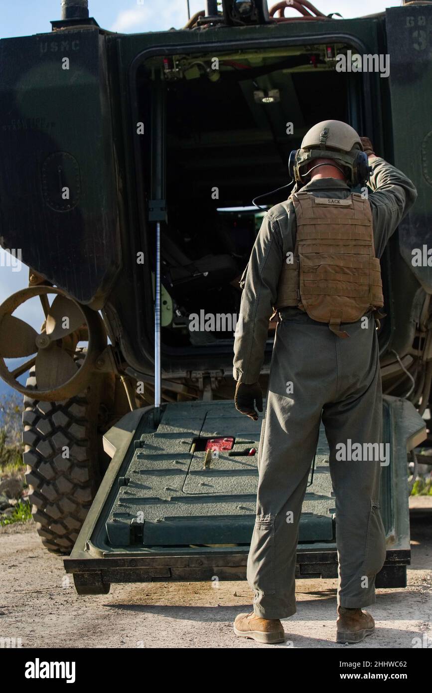 U.S. Marine Corps Lance Cpl. Gaven Sack, an assault amphibious vehicle ...
