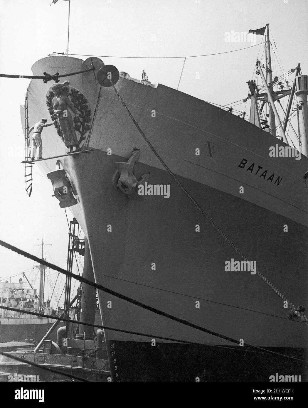 Norwegian Steamer 'Bataan', Norways largest merchant ship, receives a ...