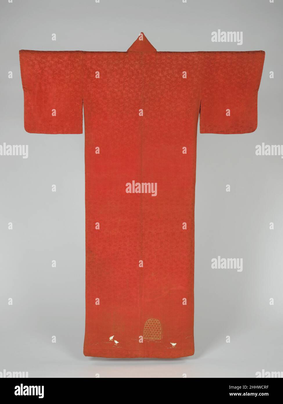 Kosode Robe with Roosters and Hens 19th century Japan This cheerful ...