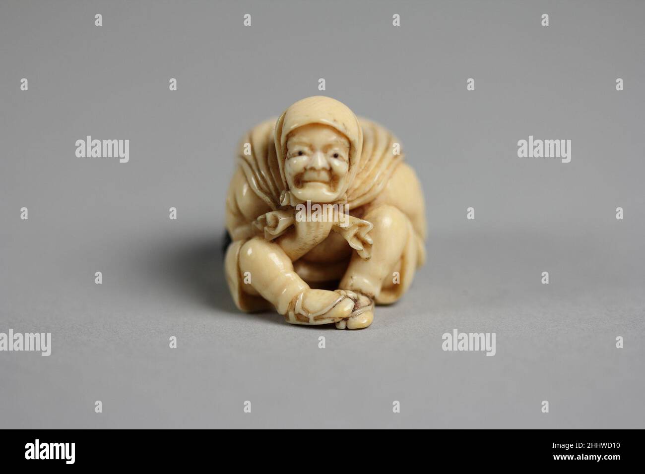 Netsuke of Old Man Carrying a Bag of ?ni (Demons) 19th century Japan ...