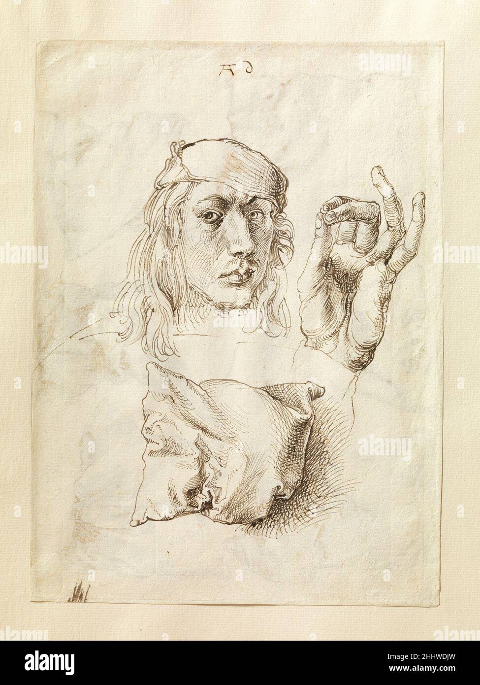 Self-portrait, Study of a Hand and a Pillow (recto); Six Studies of ...