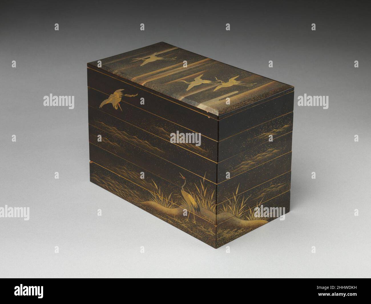 Tiered Box with Reeds and Crane 18th century Japan. Tiered Box with ...