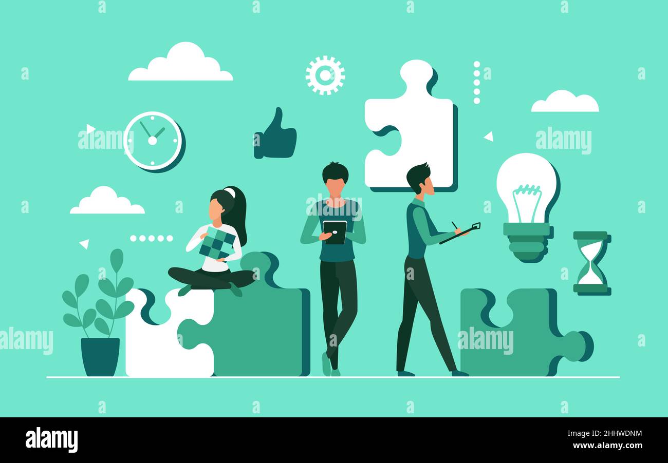 Business solution, busy business people solving problem Stock Vector ...