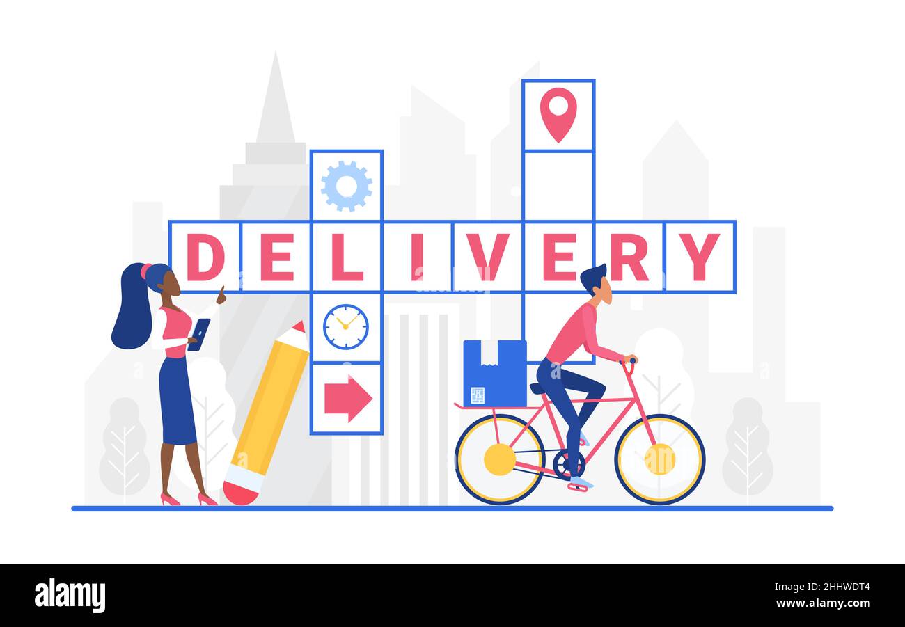 Delivery crossword vector illustration. Cartoon delivering service ...