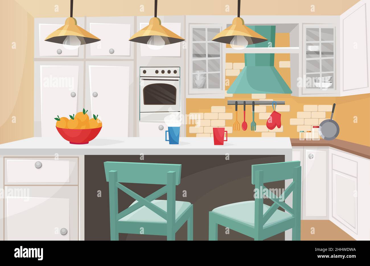 Kitchen interior in traditional wooden design Stock Vector Image & Art ...