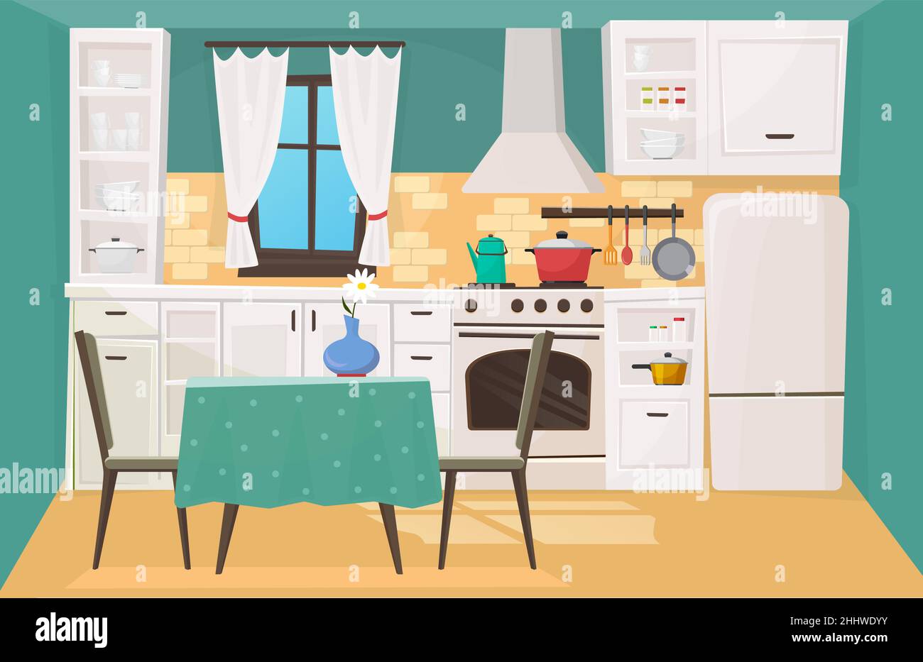 Clean cooking equipment in kitchen Stock Vector Images - Alamy