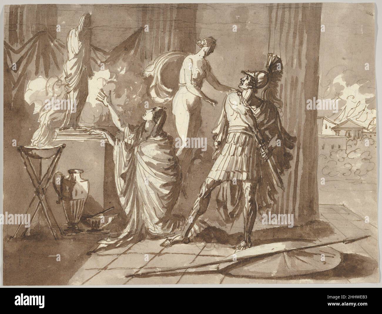 Venus preventing Aeneas from killing Helen late 18th century Attributed ...