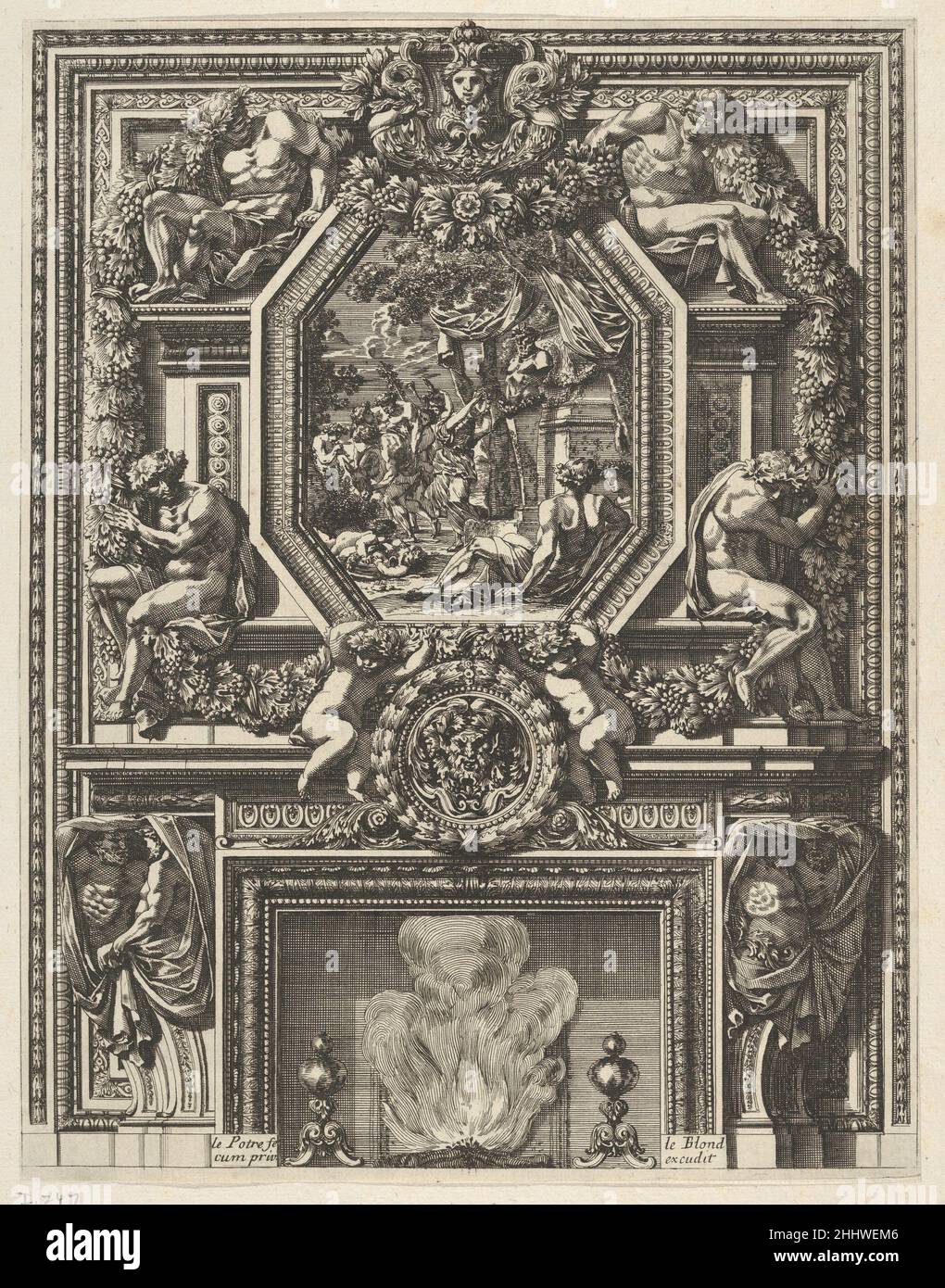 Chimney with a Bacchanal over the Mantle from 'Grandes Cheminée' ca ...
