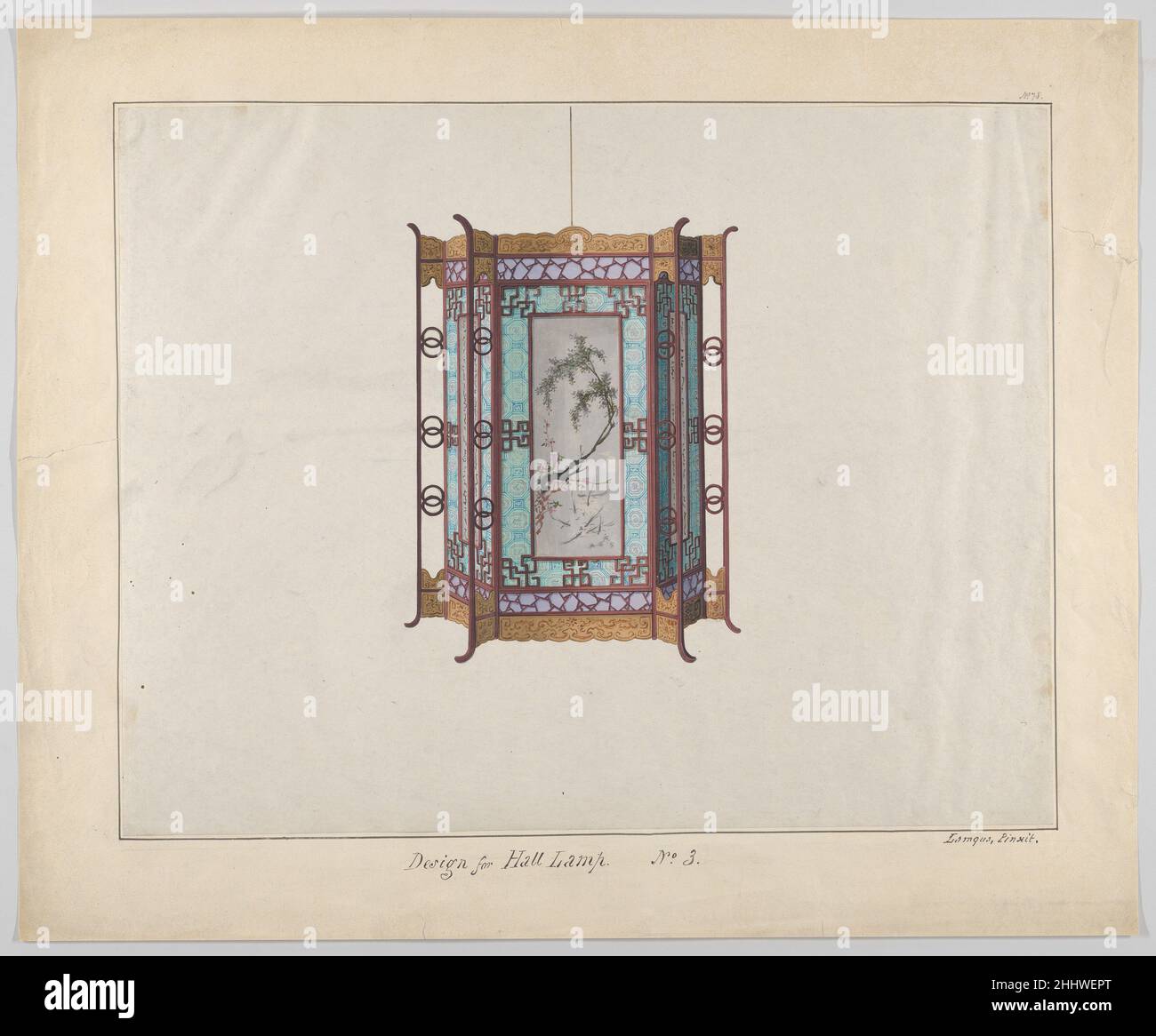 Design for a Hall Lamp ca. 1800–1810 Lamqua Chinese Design for a hall ...