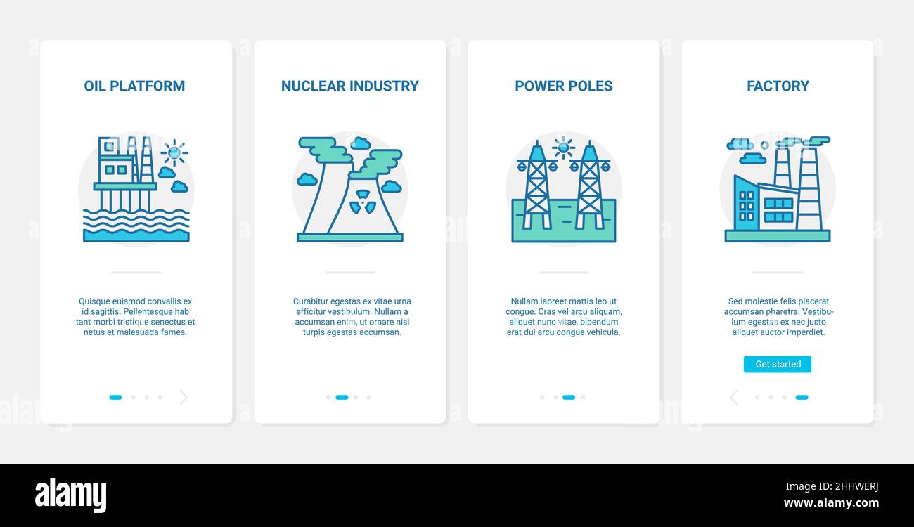 Power manufacture, oil and gas industry vector illustration. UX, UI ...