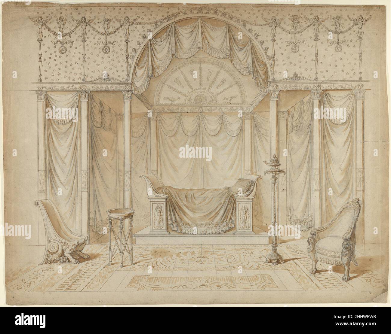 Design for a Bed Alcove in Empire Style ca. 1805–10 Anonymous, French ...