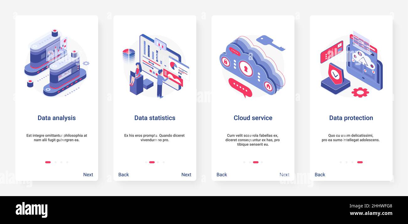 Isometric Data Analysis Storage And Protection Technology Vector
