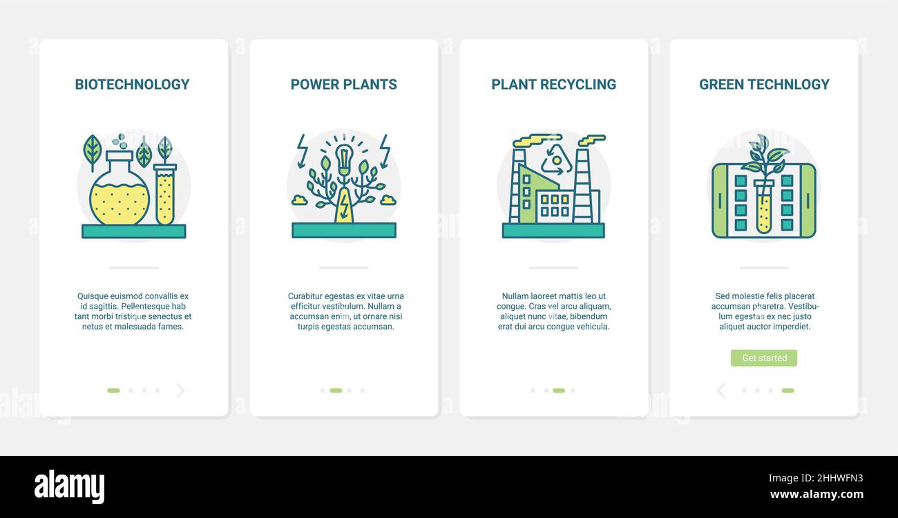 Eco green bio energy production technology vector illustration. UX, UI ...