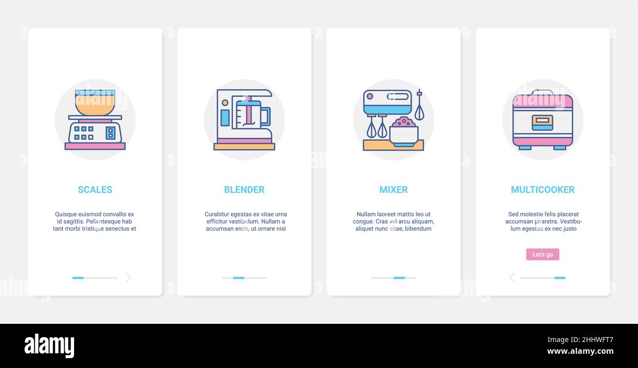 Kitchen electrical home appliances for cooking vector illustration. UX ...