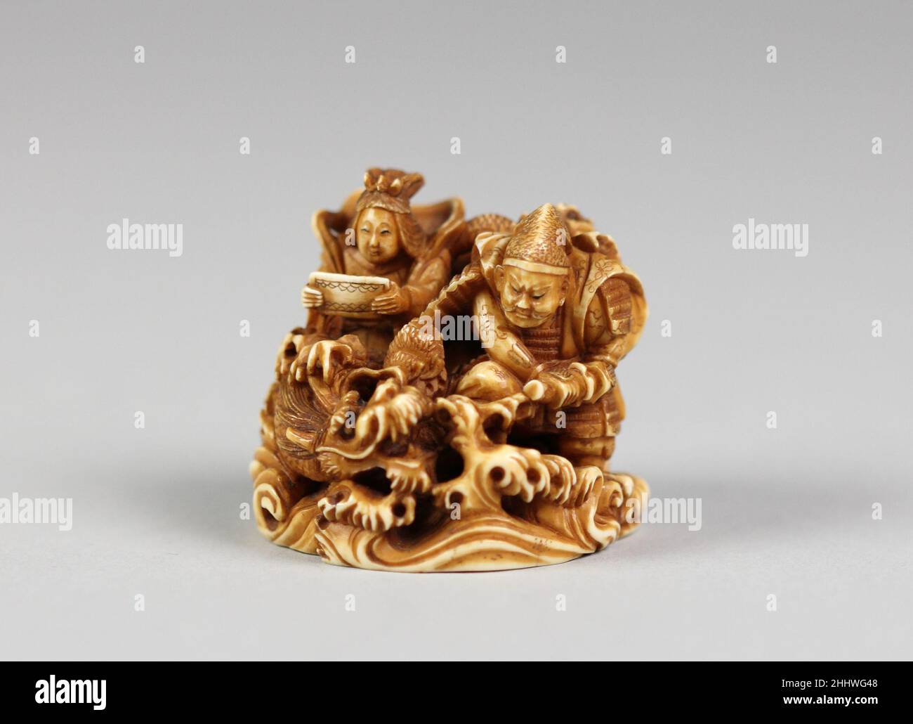Netsuke of Two Seated Figures and a Dragon 18th–19th century Japan ...