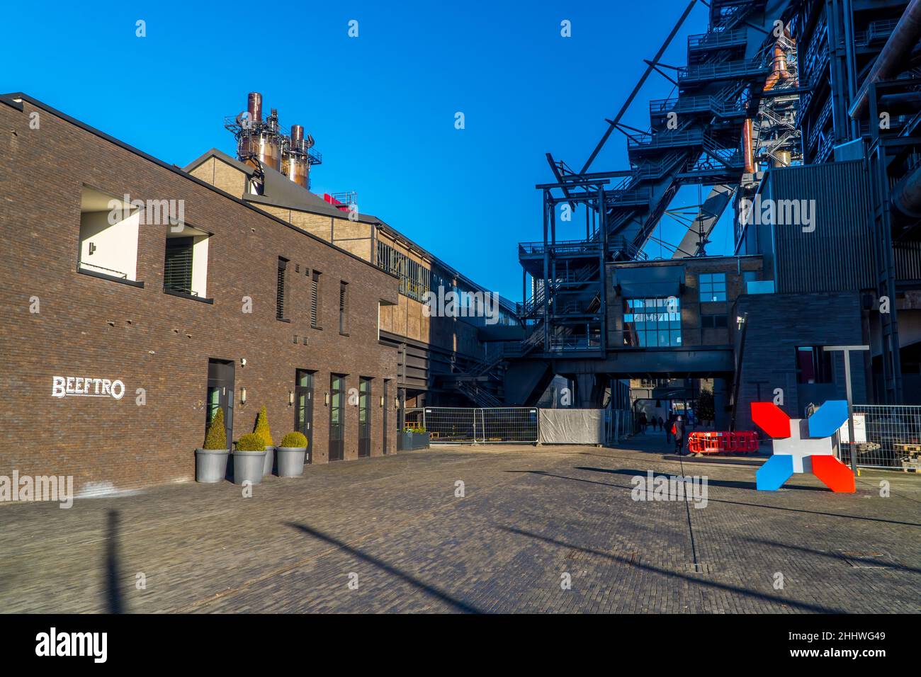 Reconverted industrial buildings on a sunny day in summer Stock Photo ...